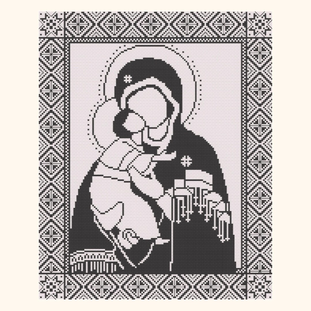 Eleusa Icon Cross Stitch Pattern, Orthodox Virgin Mary Embroidery ...