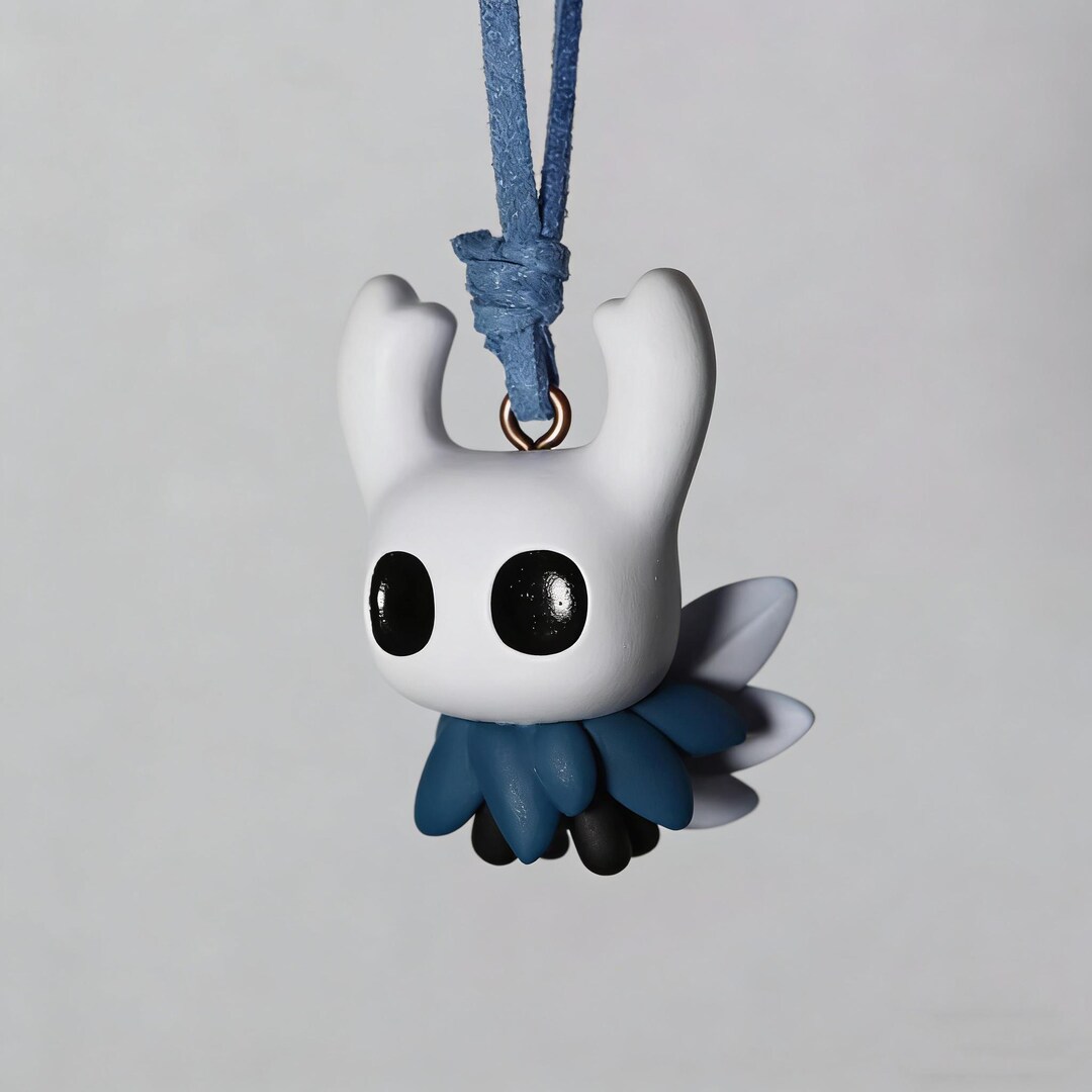 Handmade Hollow Knight Keychain, Knight Polymer Clay Charm, Blue Cord ...