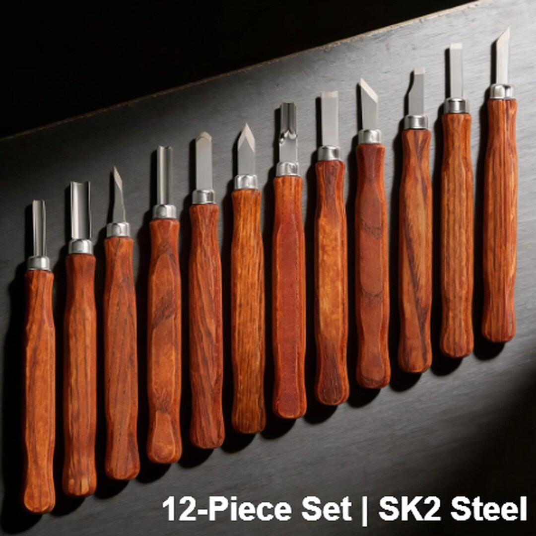 Complete 12-piece SK2 Steel Carving Tool Set, Rust-proof Whittling Kit ...