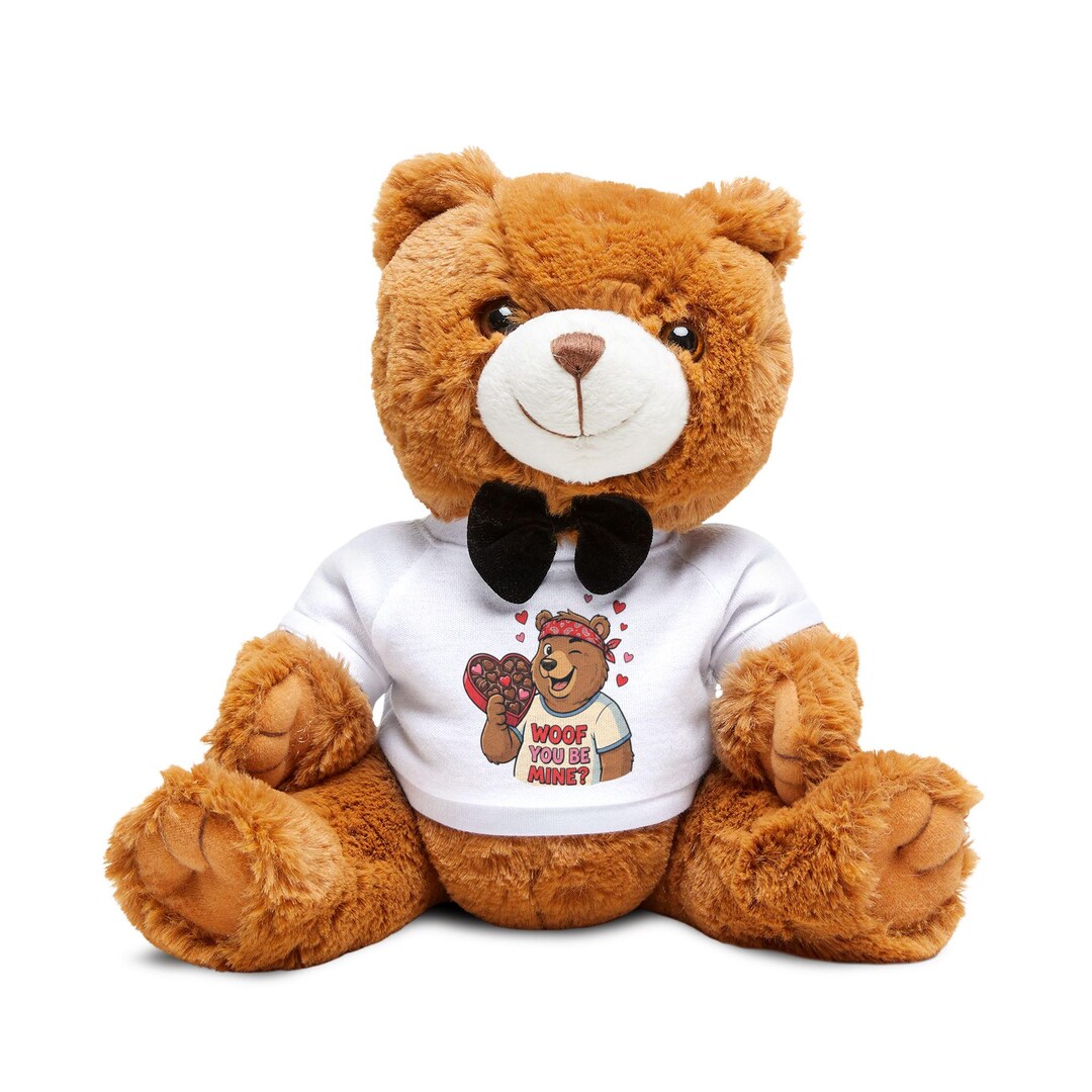Funny Valentine's Day Teddy Bear, Woof You Be Mine Plush Gift - Etsy