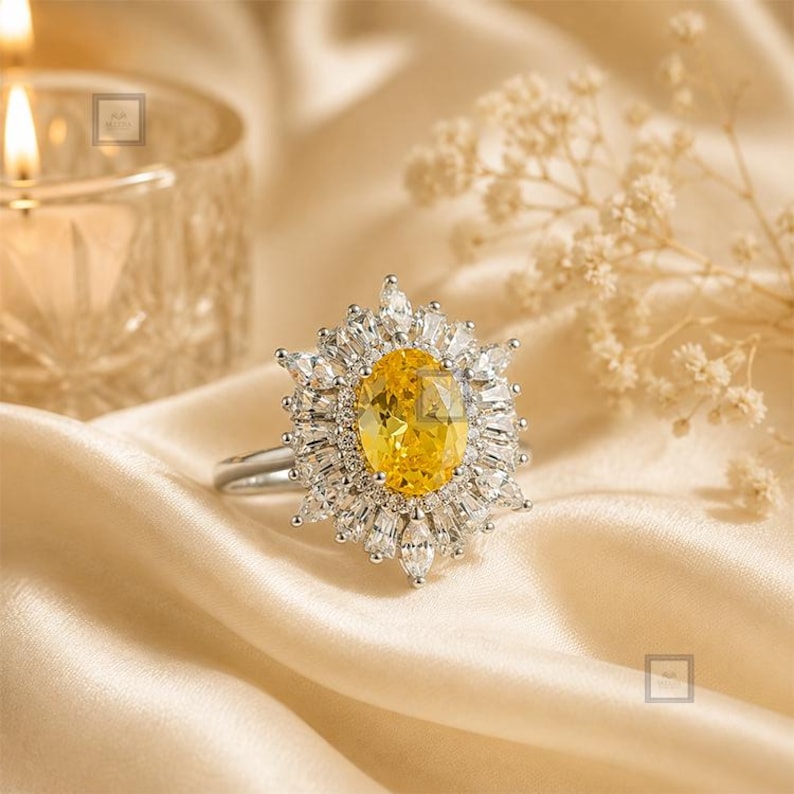 Trendy Design Sterling Silver Statement Jewelry Marquise-cut Yellow ...