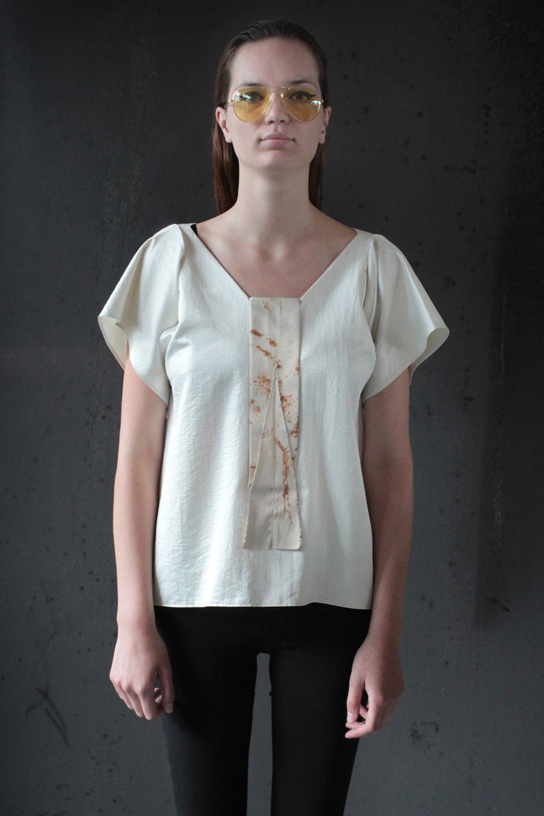 Minimalist Top 6-in-1 Ivory White Ruffle Blouse Zero-waste Design - Etsy