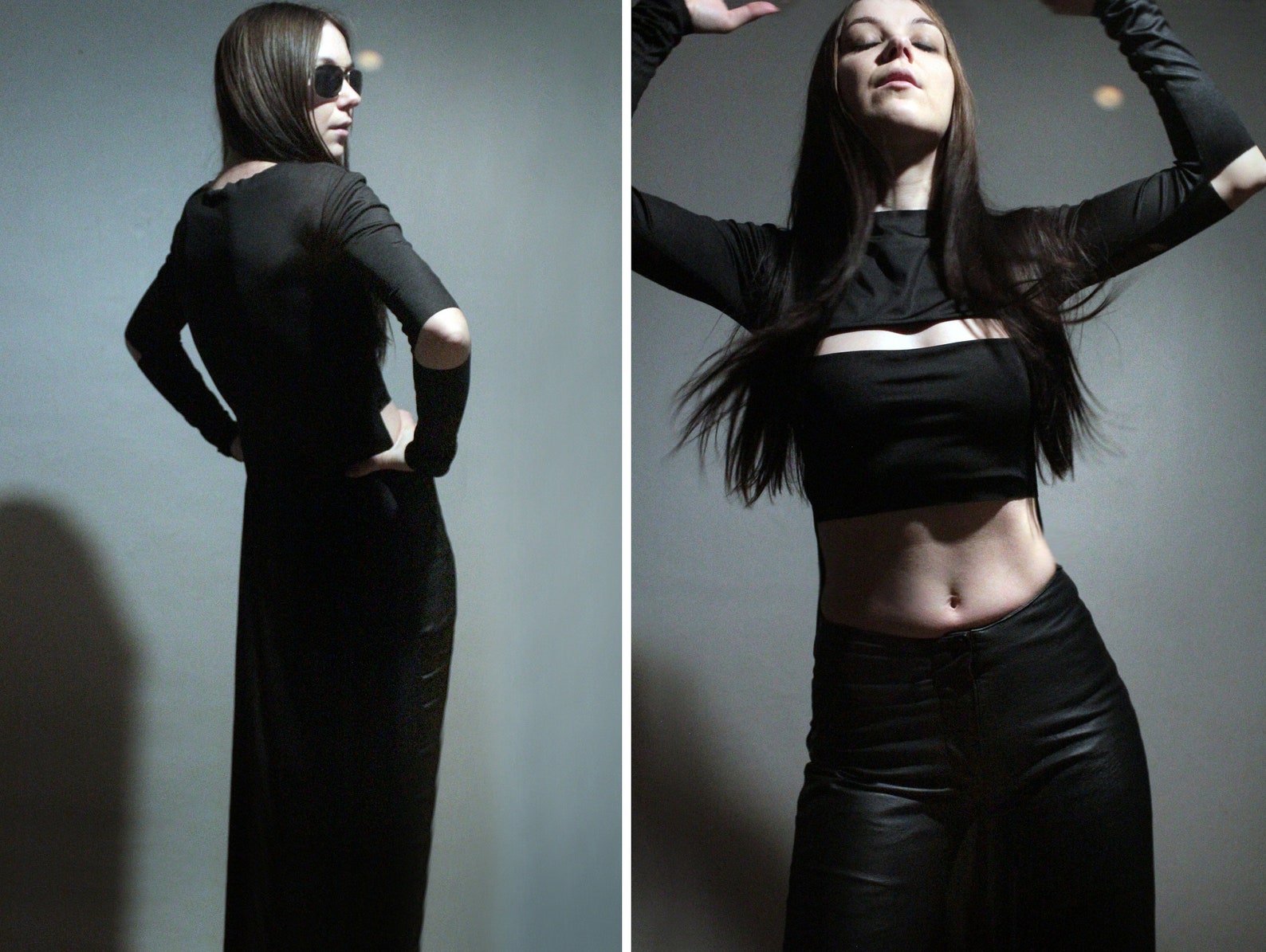 Long Sleeve Crop Top With a Train | Avant Garde Black Top - Etsy