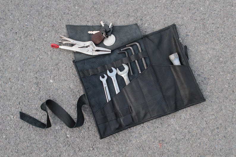 Chopper Leather Tool Roll | Black & White Leather Travel Case - Etsy