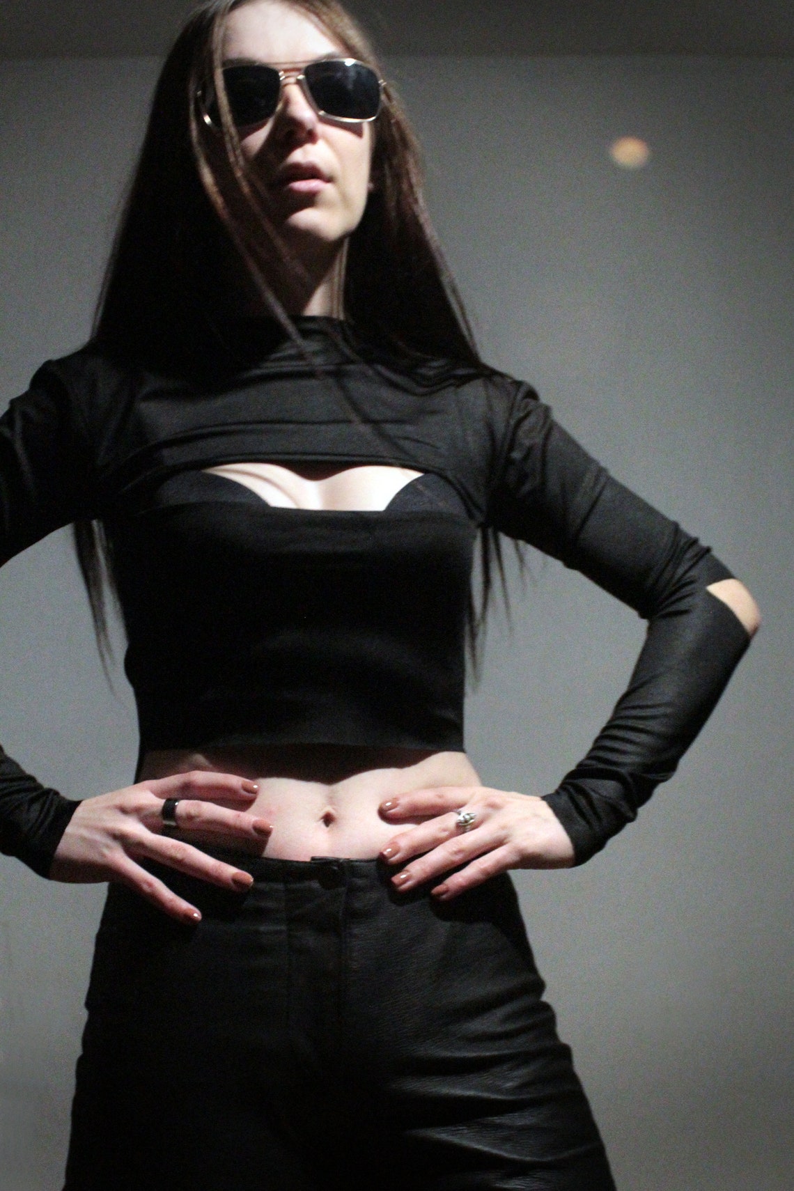 Long Sleeve Crop Top With a Train Avant Garde Black Top - Etsy