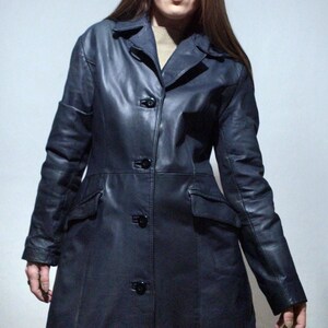 Blue Leather Blazer / 00s Vintage Leather Jacket - Etsy