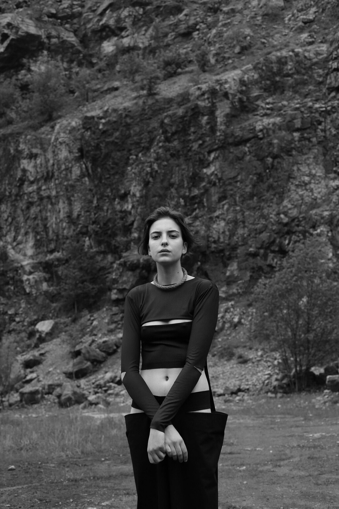 Long Sleeve Crop Top With a Train Avant Garde Black Top - Etsy