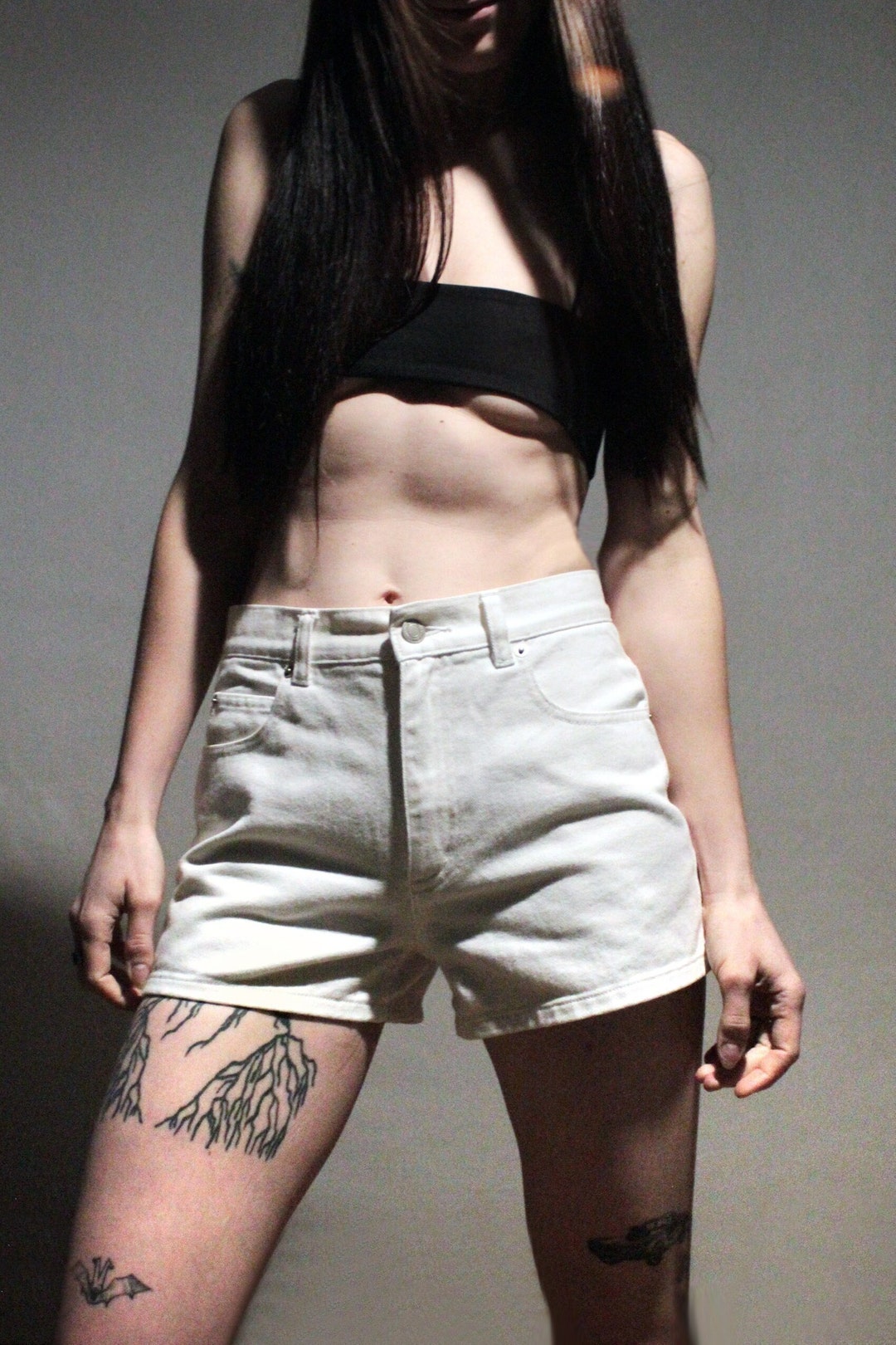 Shorts vaqueros blancos / Shorts anchos de cintura alta - Etsy México