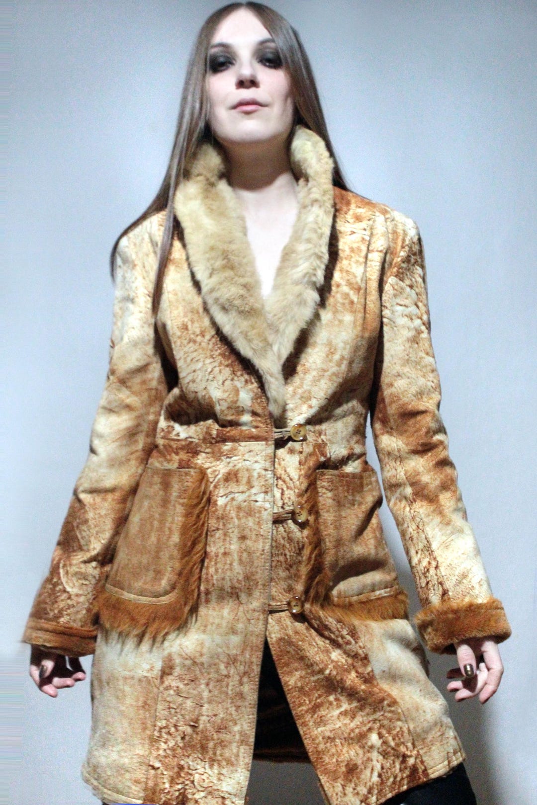 Suede Coat With Rabbit Fur Collar / Avant-garde Long Blazer - Etsy