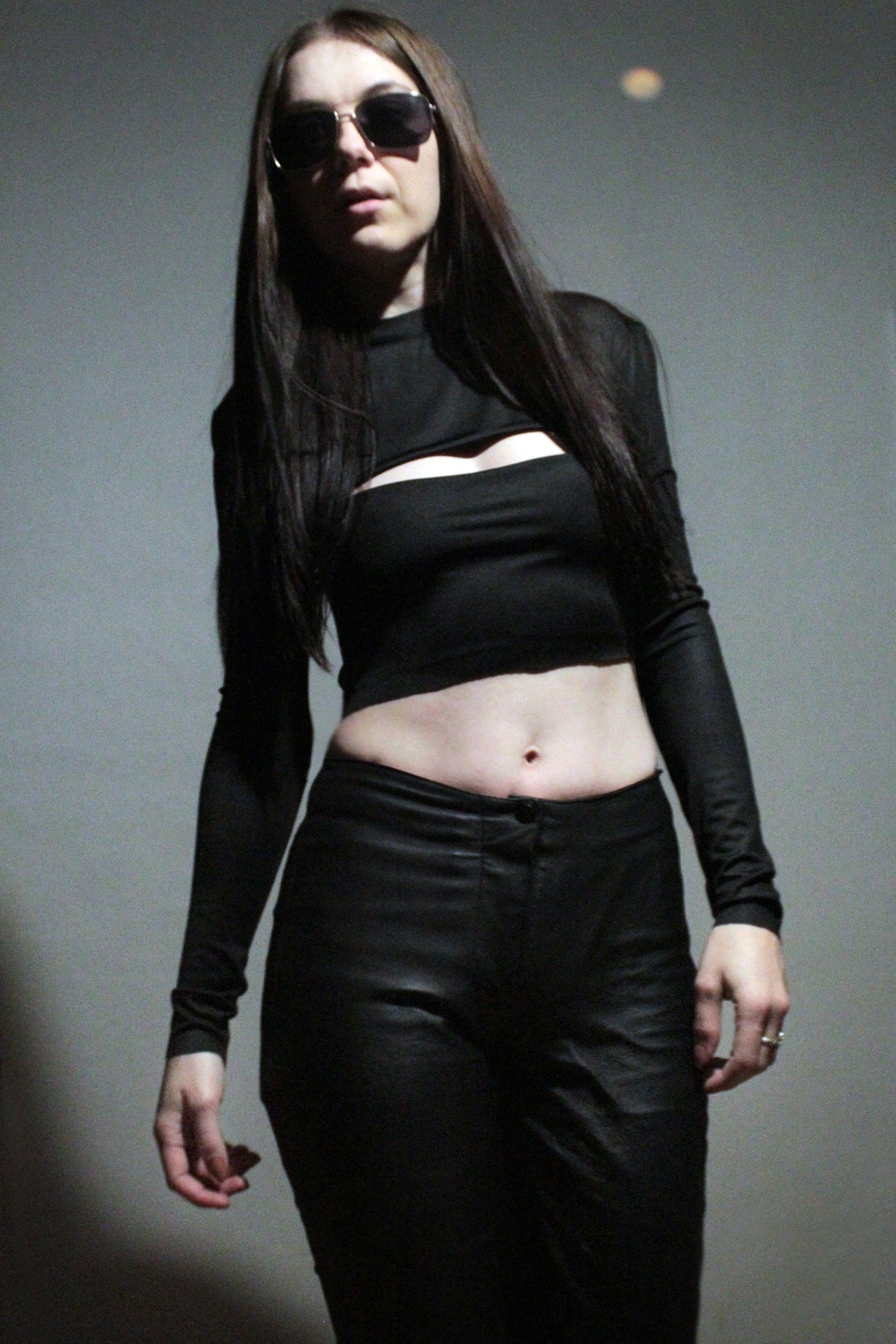 Long Sleeve Crop Top With a Train Avant Garde Black Top - Etsy