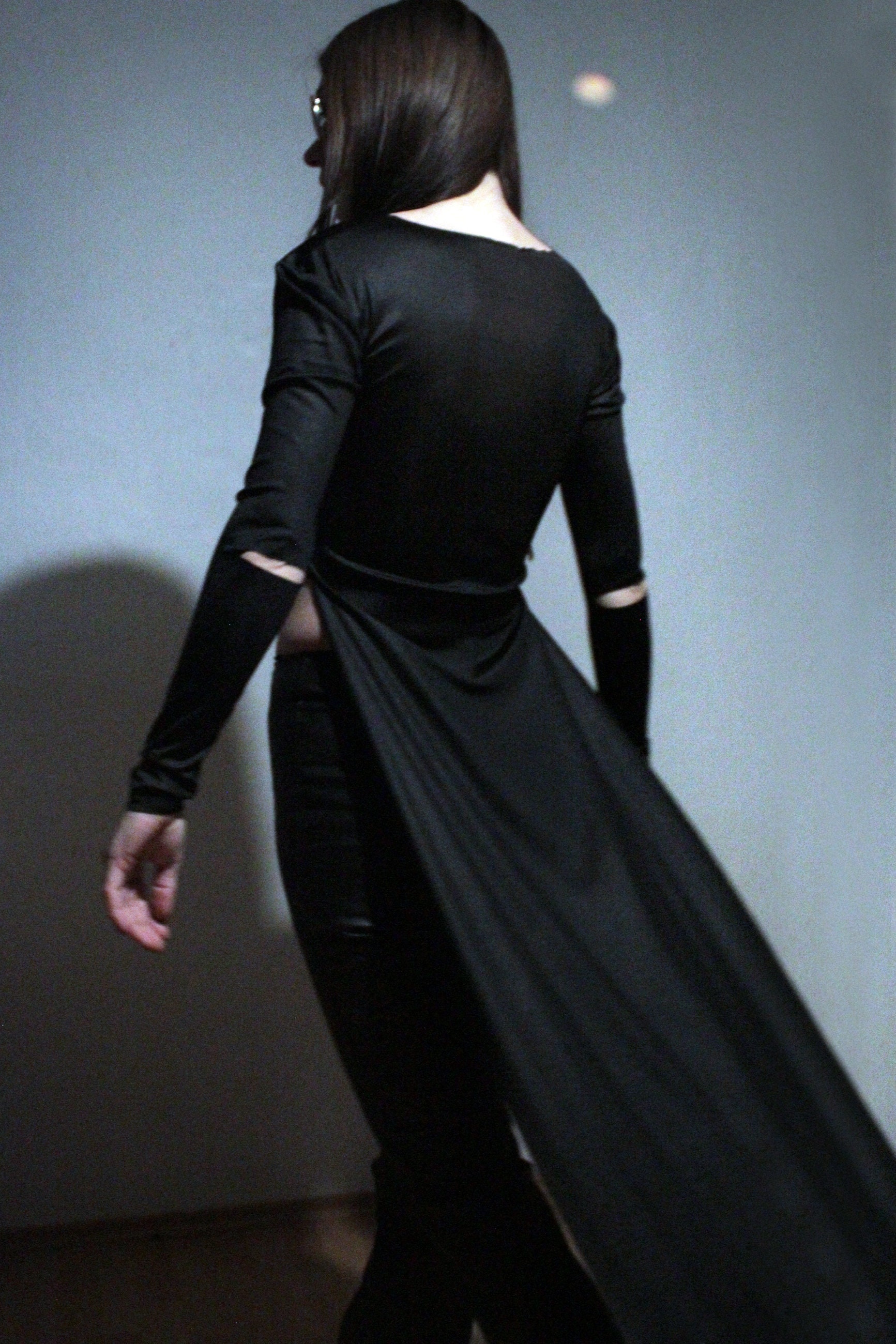 Long Sleeve Crop Top With a Train Avant Garde Black Top - Etsy
