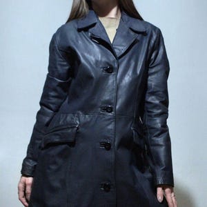 Blue Leather Blazer / 00s Vintage Leather Jacket - Etsy