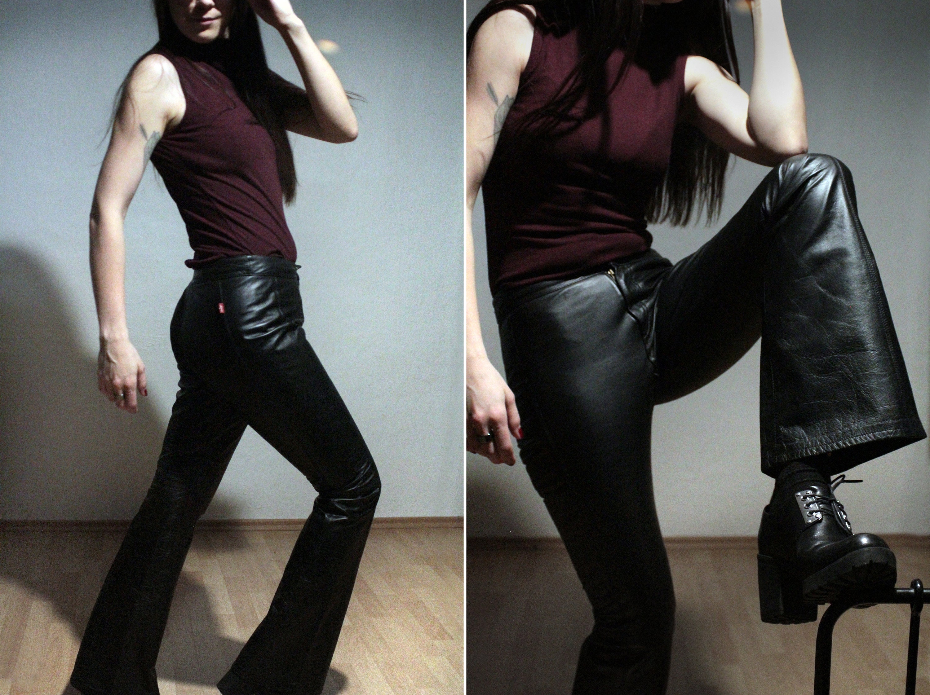 Levi's Bell Bottom Leather Pants / Western Flare Black Levi's Bell Bottom Leather Pants / Western Flare Black