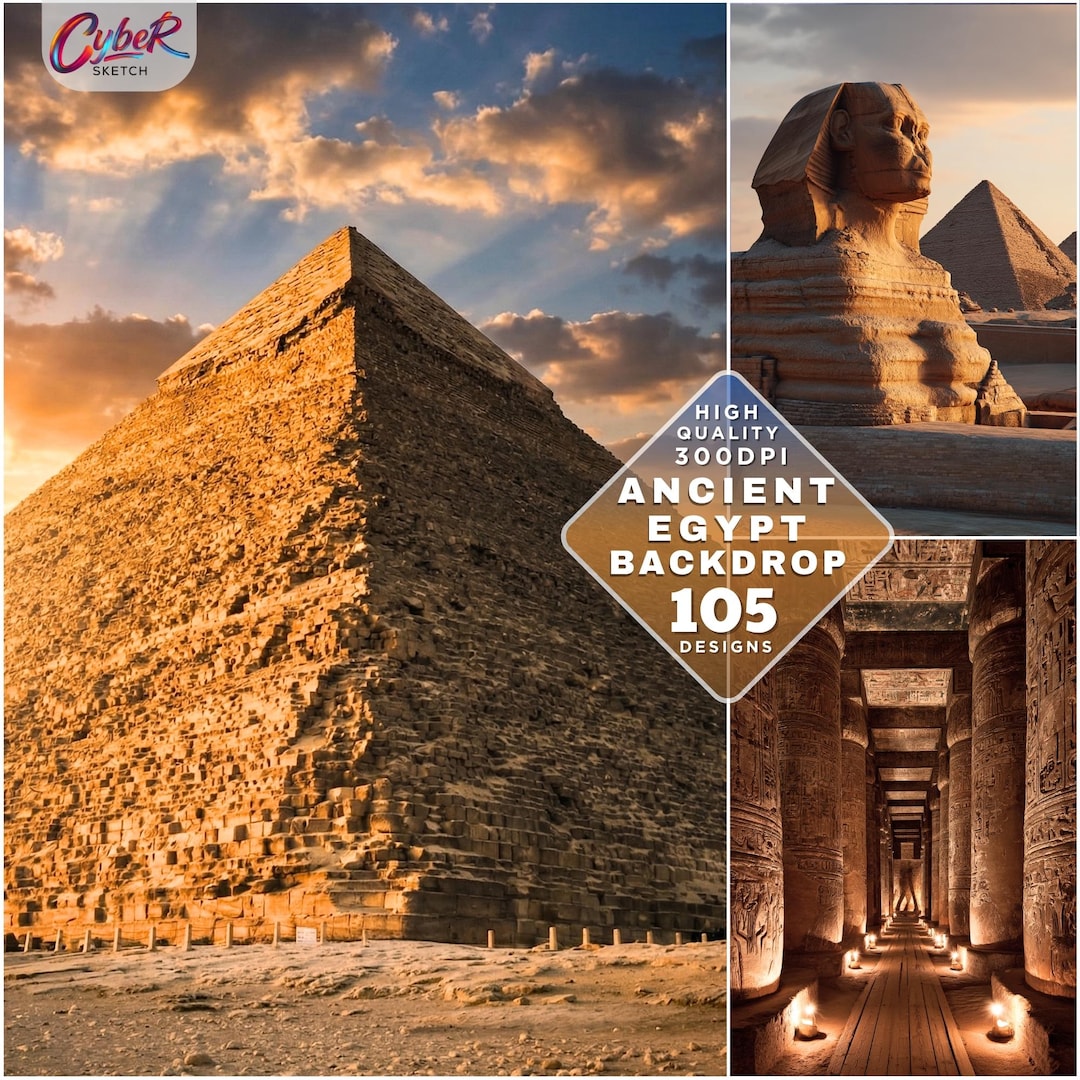 Ancient Egypt Digital Backdrop Bundle, Pyramid, Sphinx, Temple (105 JPG ...