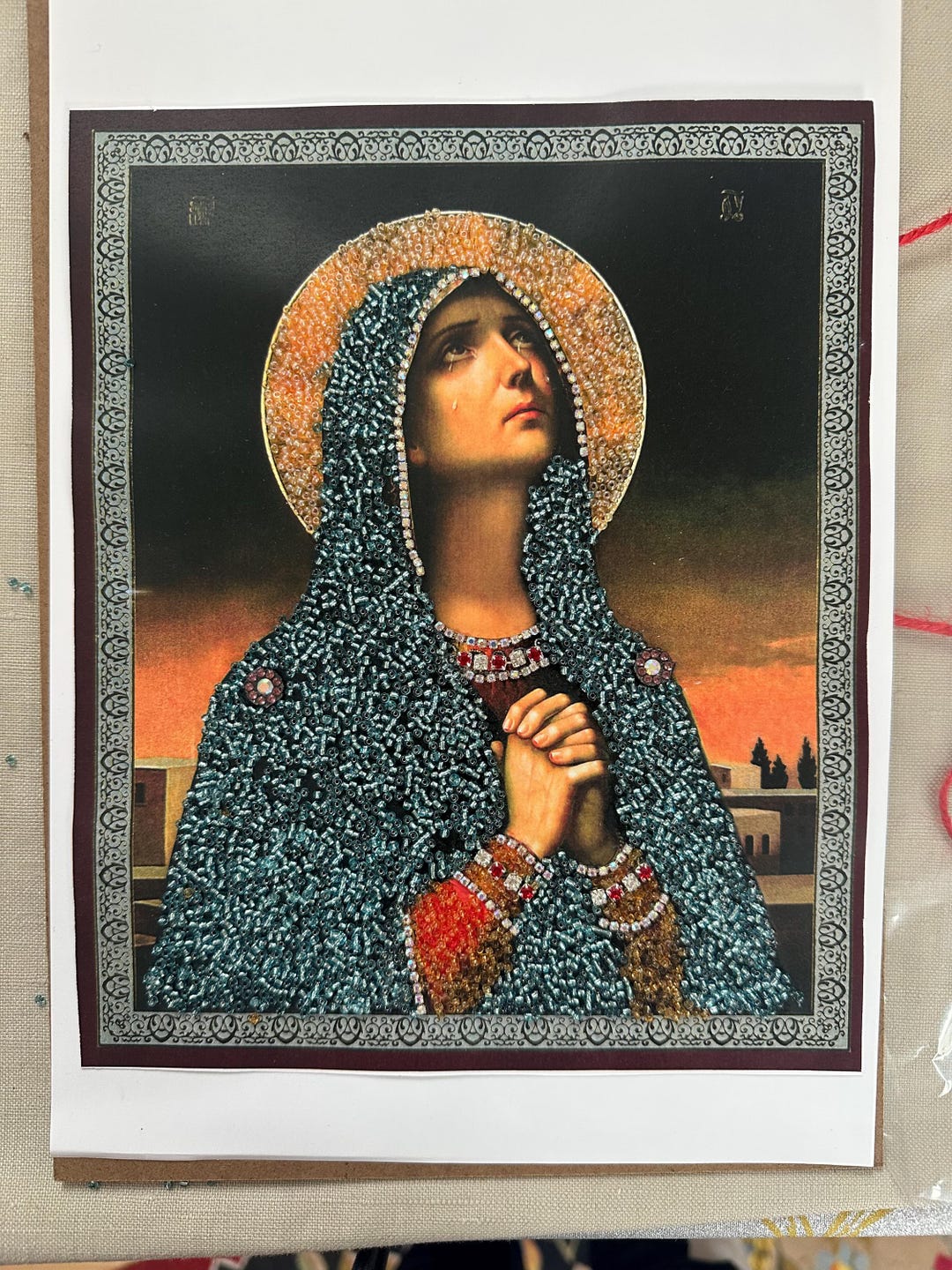 Beads Artwork Mother of God Icon Holy Virgin Mary Hand Made - Etsy