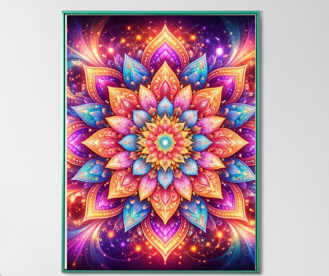 Colorful Mandala Wall Art Printable | Vibrant Spiritual Mandala Poster ...