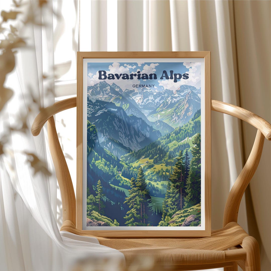 Bavarian Alps Travel Poster, German Landscape, Germany Wall Decor ...