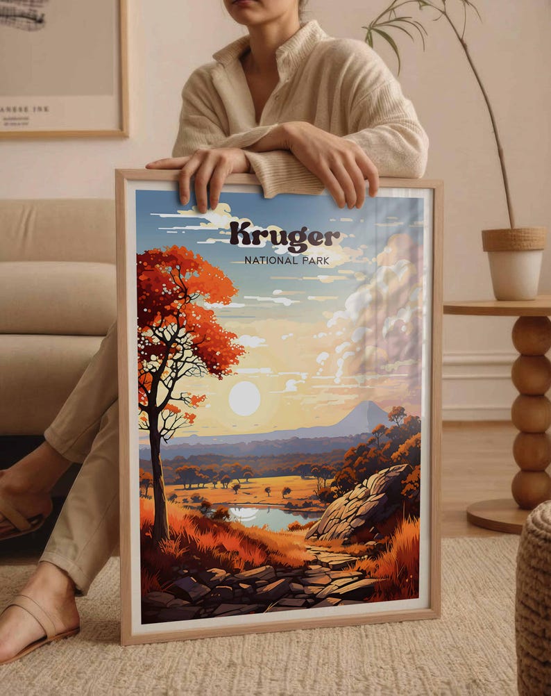 Kruger National Park, South Africa Travel Poster, Safari Travel ...