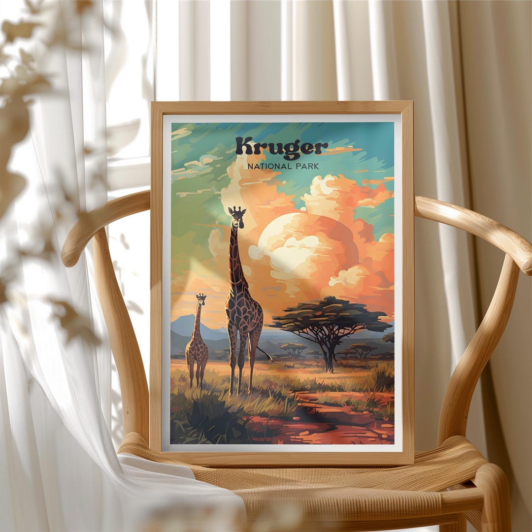 Kruger National Park Travel Poster, African Wildlife, Safari Travel ...