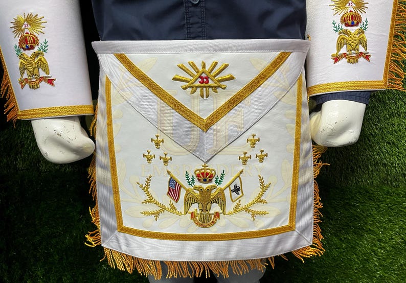 33rd Degree Scottish Rite Masonic Apron & Collar Set | Hand-bullion ...