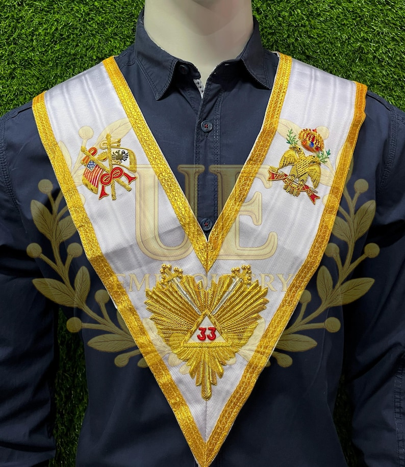 33rd Degree Scottish Rite Masonic Apron & Collar Set | Hand-bullion ...
