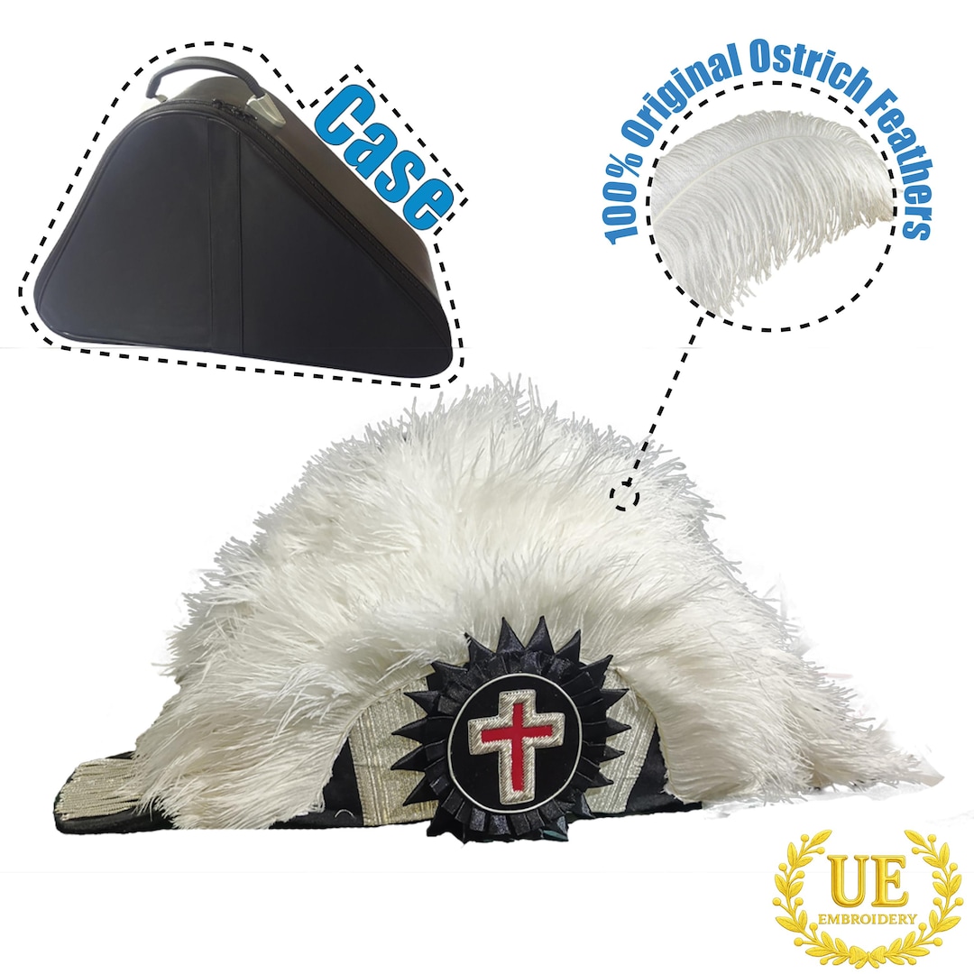 Sir Knights Templar Chapeau With Natural Ostrich White Feathers ...
