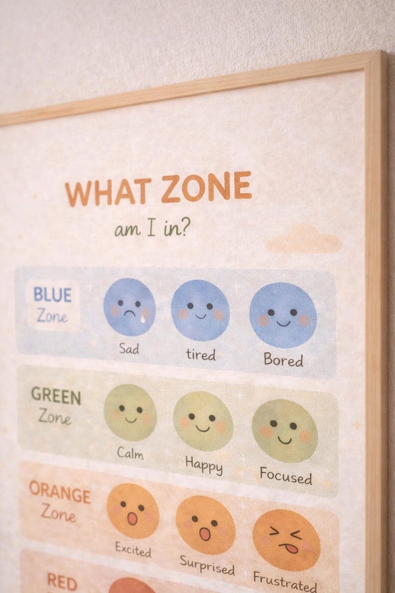 What Zone Am I In? – Emotions Chart for Kids | Calm Corner Printable ...