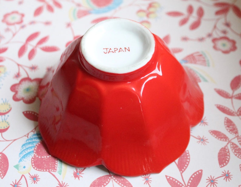 Vintage Lotus Bowls, Made in Japan, Rice Bowls, Set of 4, Red and Green ...