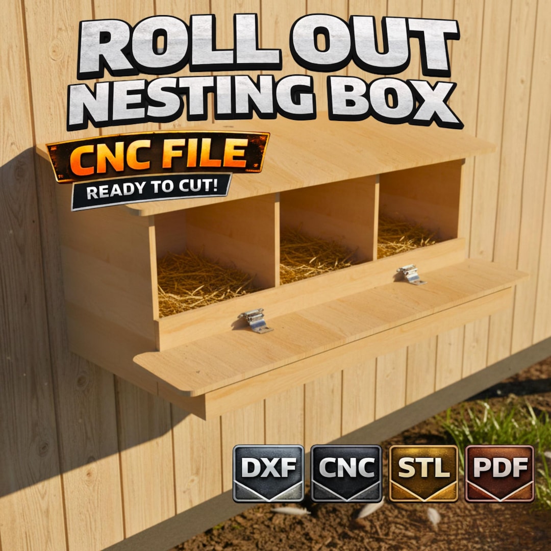 Roll Out Nesting Box CNC Files: Easy Build, Clean Egg Collection (DXF ...