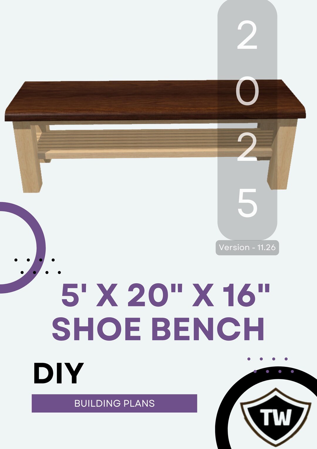DIY Slab Wood Shoe Bench Plans: 5-foot Entryway Bench (digital Download ...