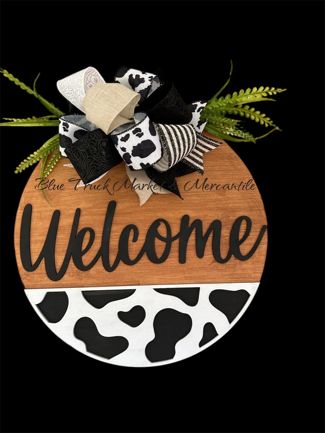 Cow Print Welcome Sign | Farmhouse Door Hanger | Western Front Door ...