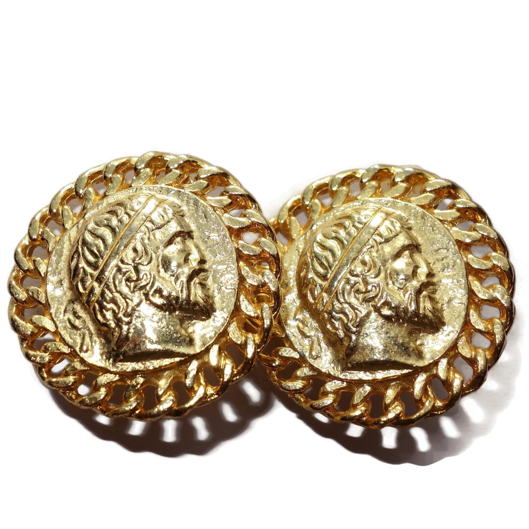 Chain Wrapped Coin Vintage Clip-on Earrings - Etsy