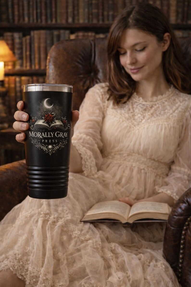 Morally Gray Press Logo Tumbler | 20oz Ringneck Travel Mug | Romantasy ...