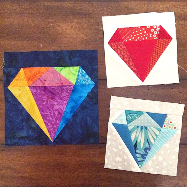 Gemology Quilt Block Diamond Paper Pieced Block Pattern | Etsy