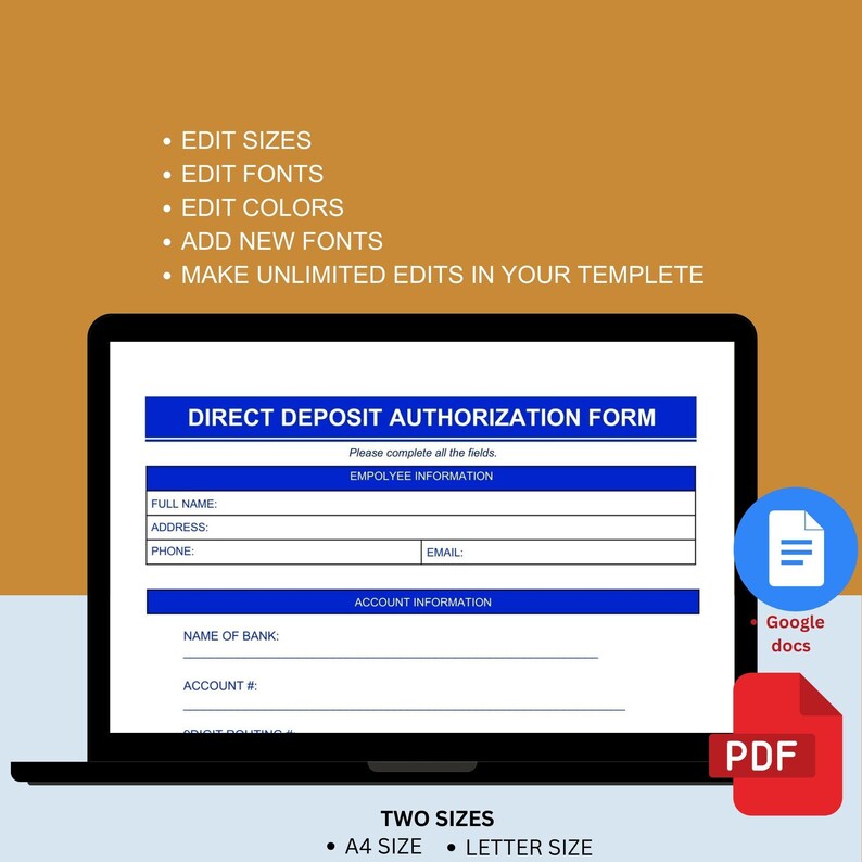 Direct Deposit Authorization. Printable Employee Direct Deposit Form ...