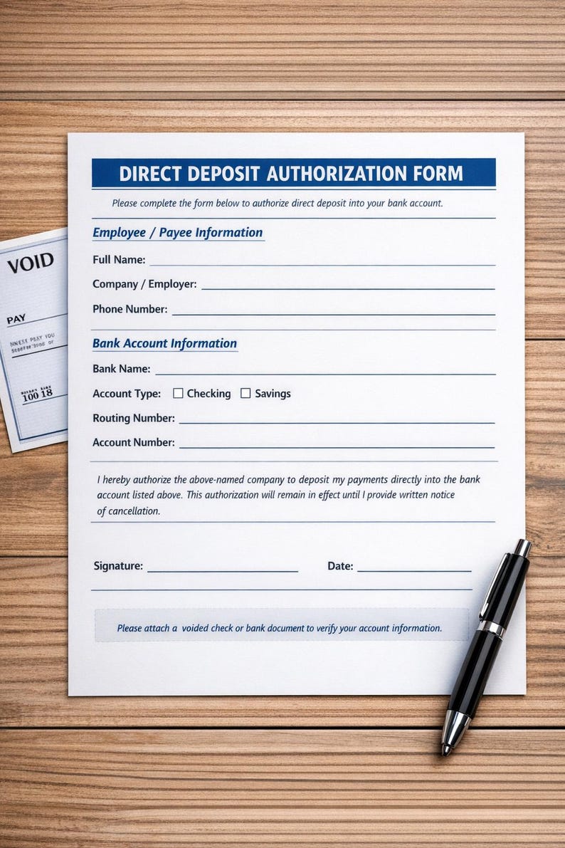 Direct Deposit Authorization. Printable Employee Direct Deposit Form ...