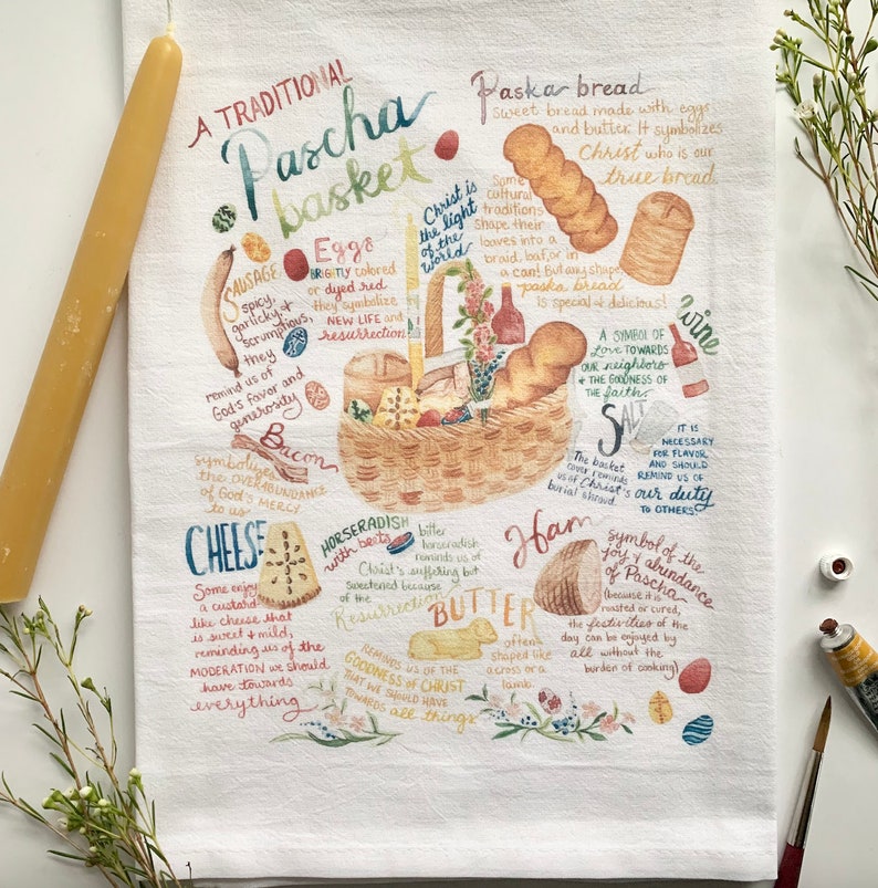 Pascha Basket Tea Towel - Etsy
