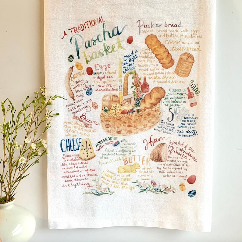 Pascha Basket Tea Towel - Etsy