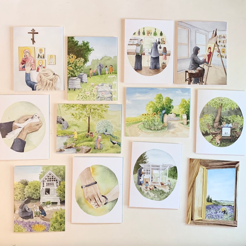 A Visit to the Monastery Card Set set of 12 | Etsy