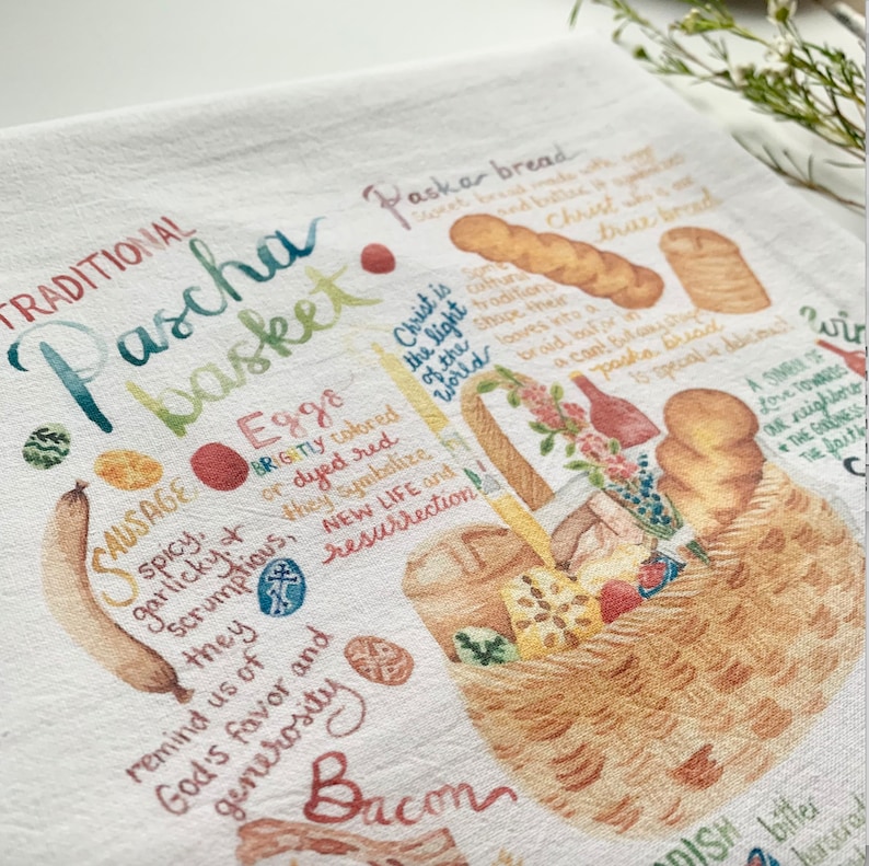 Pascha Basket Tea Towel - Etsy