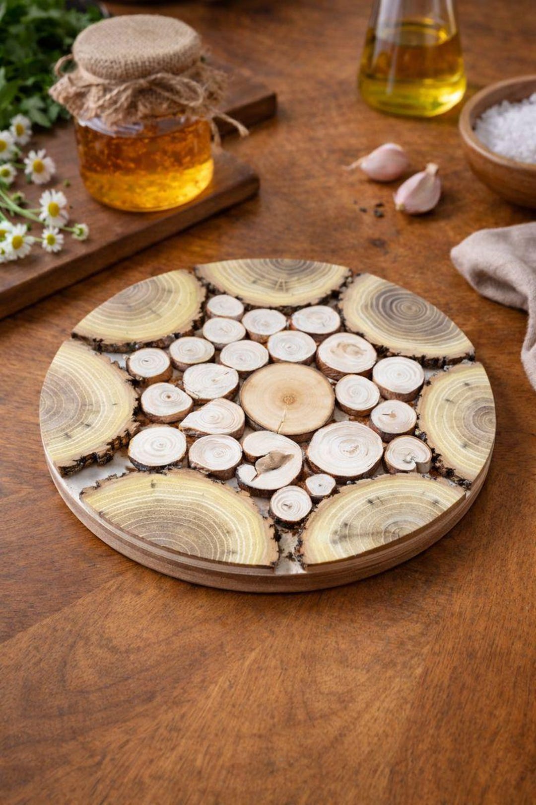 Round Wooden Trivet / Hot Pot Stand – Natural Wood, Ø 22 Cm - Etsy