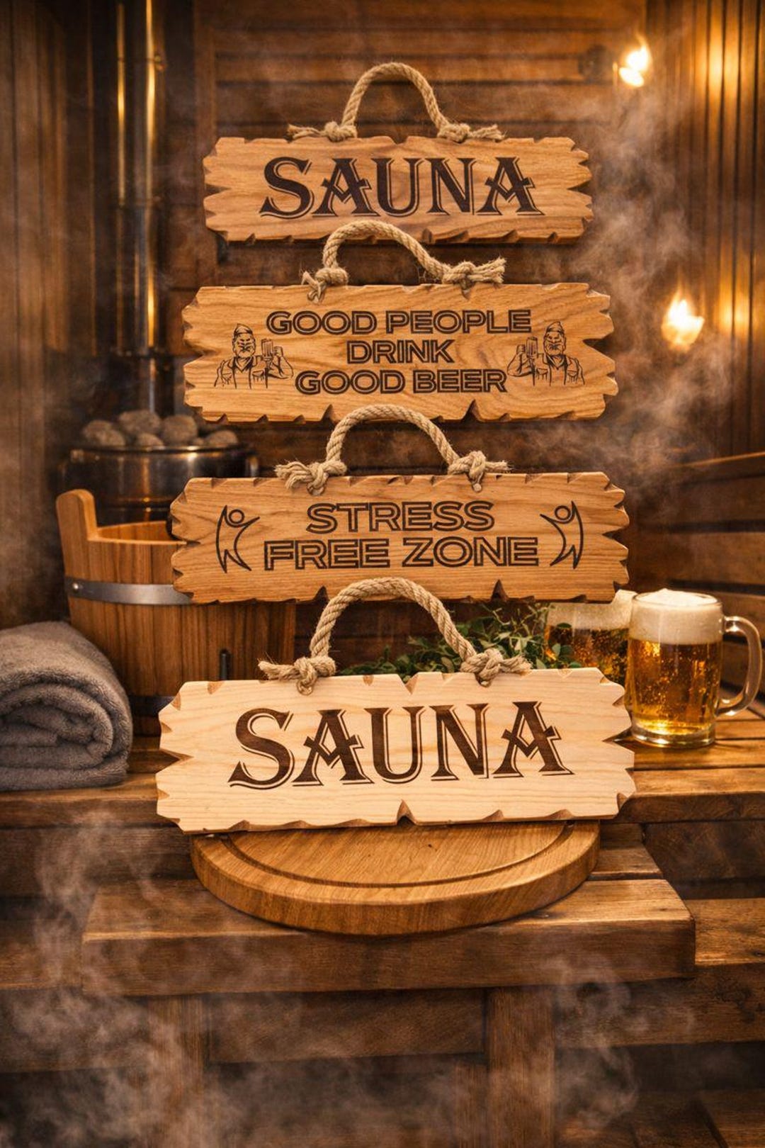 Rustic Wooden Sauna Sign – Sauna Wall Decor, Banya & Spa Room ...