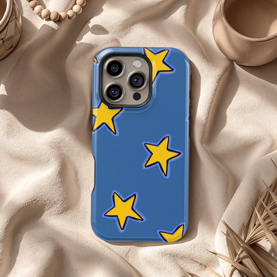 Retro 90s Star Phone Case: Playful Doodle Star Design Cover for iPhone ...