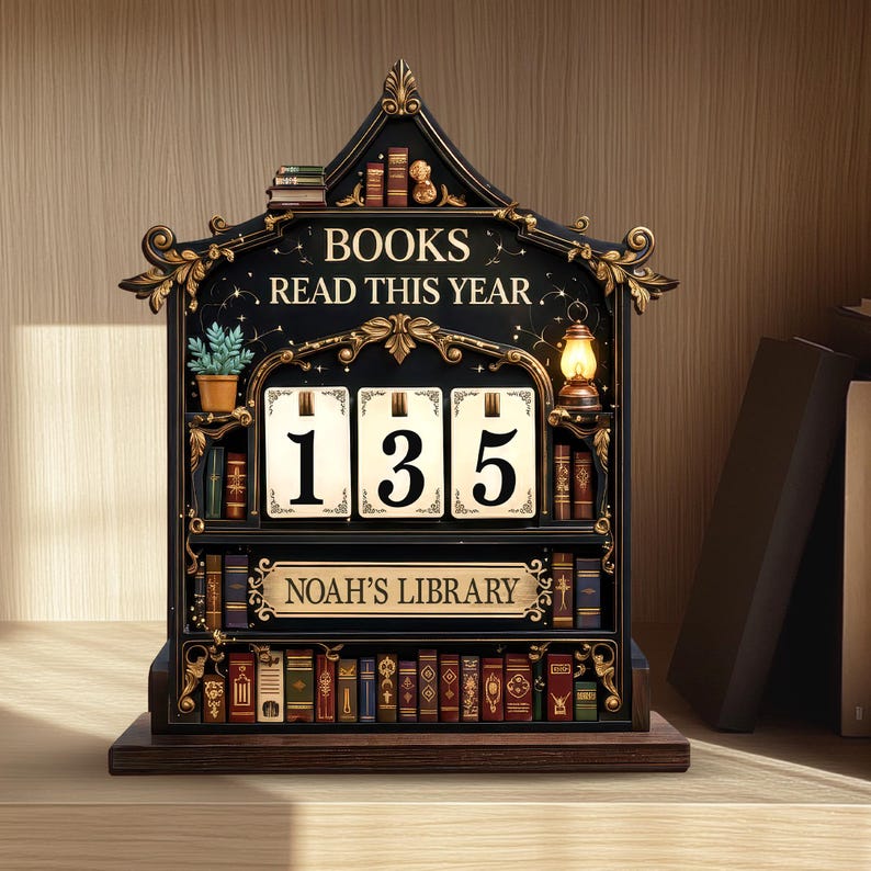 Personalized Wooden Book Tracker Sign, Custom Library Name Decor ...