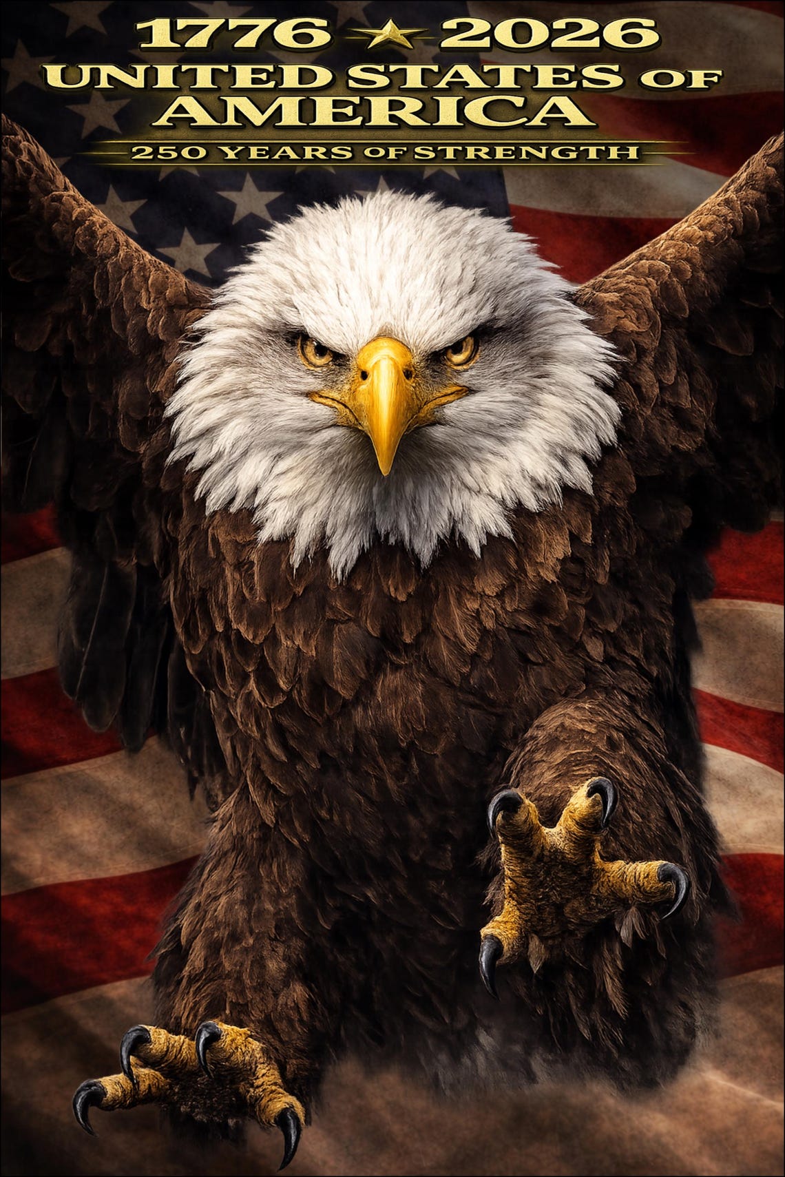 America 250 Bald Eagle Patriotic Art | 1776–2026 United States ...