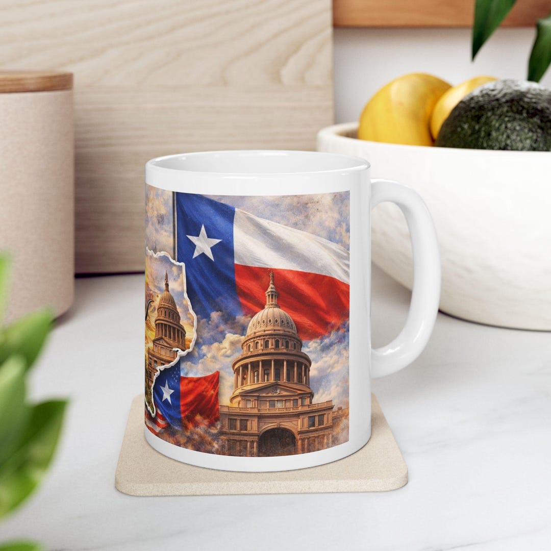 Texas Flag Collage Mug | State Map, Longhorn, Capitol, American Flag - Etsy