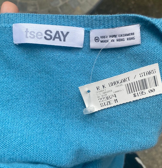 Early 2000s TseSAY Pure Cashmere Blue Sweater Top Siz… - Gem