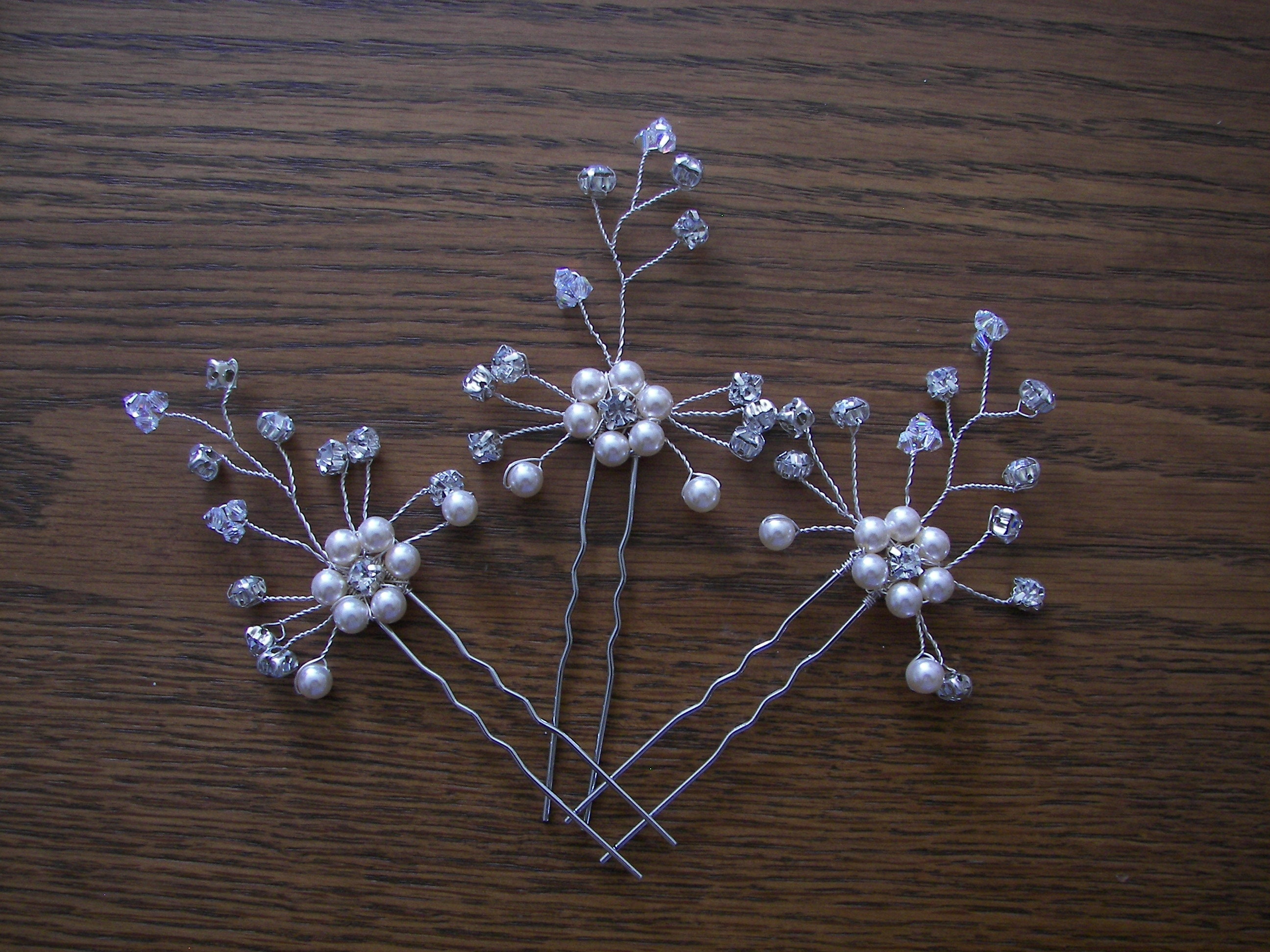 Bridal Hairpins Set of 3 Wedding Hairpins Premium Quality | Etsy