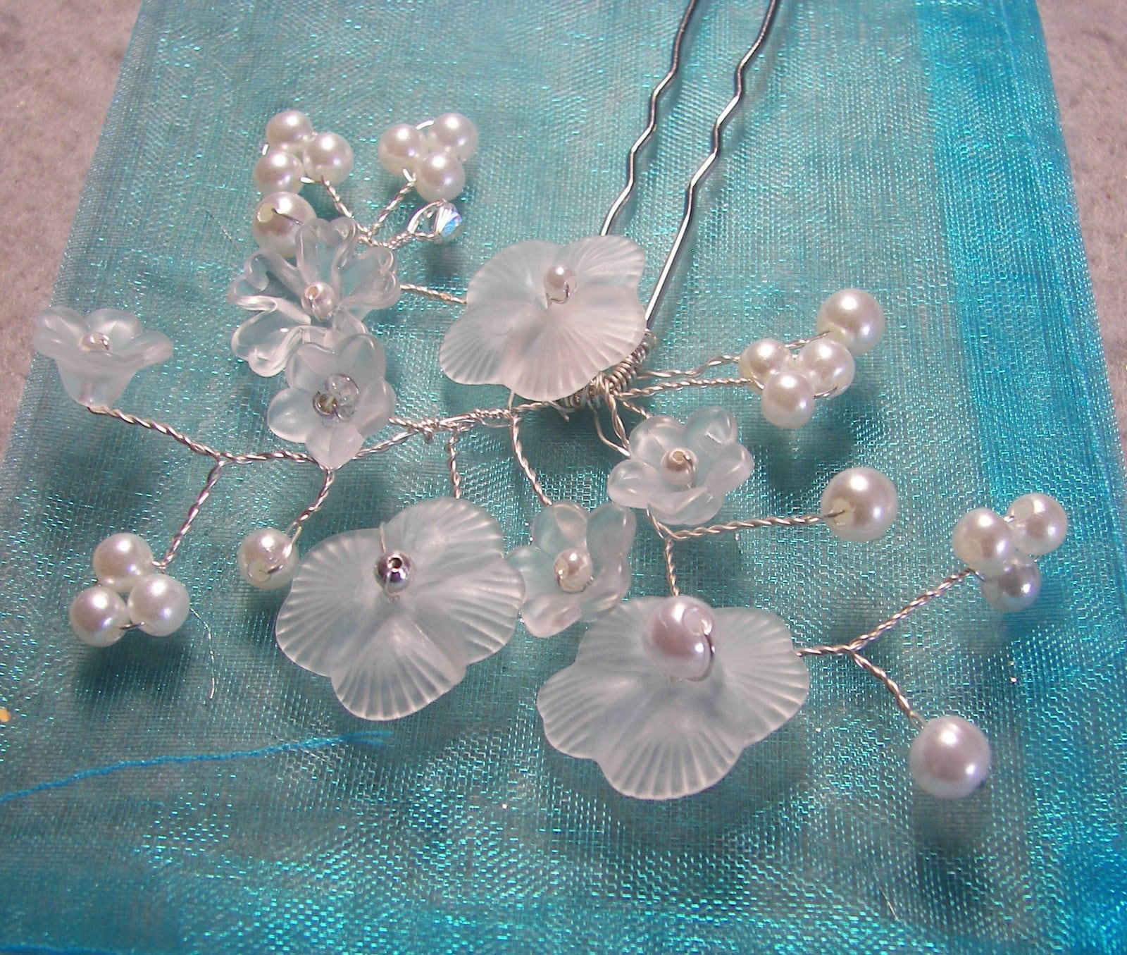 Bridal Hair Pin Large Floral Hair Pin White Acrylic Flower and | Etsy