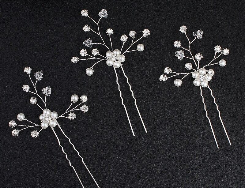 Bridal Hairpins Set of 3 Wedding Hairpins Premium Quality | Etsy